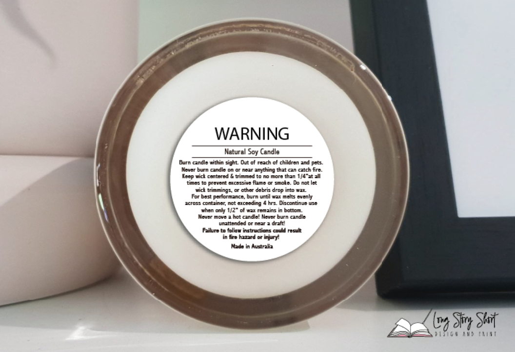 Bulk Warning Labels Woodwick/Cotton Wick/Reed Diffuser (logo and websi ...