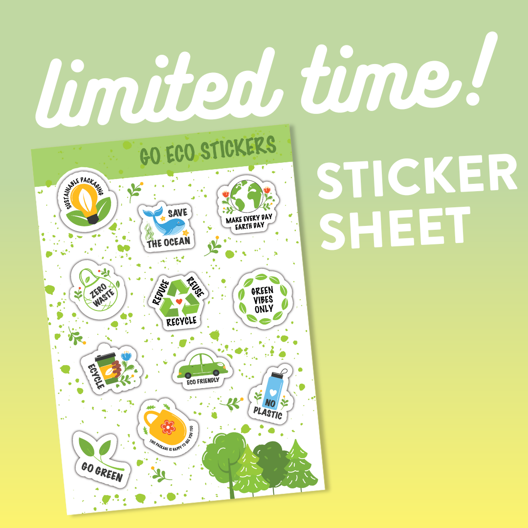 Go Green a5 Sticker Sheet Pack (Eco Matte Vinyl) – Long Story Short ...