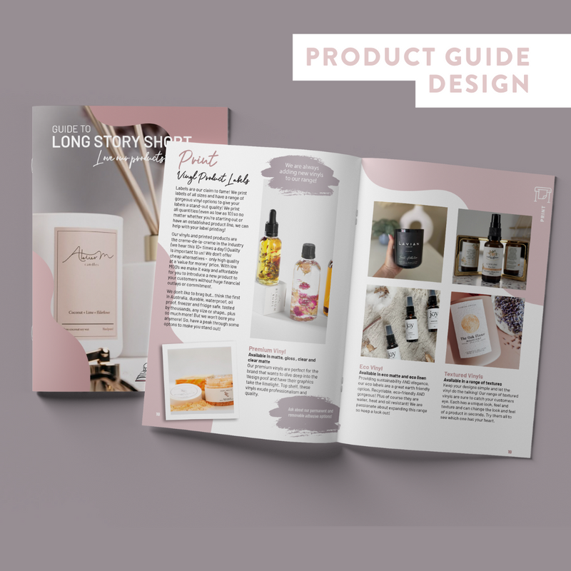Product Guide Design – Long Story Short Design and Print